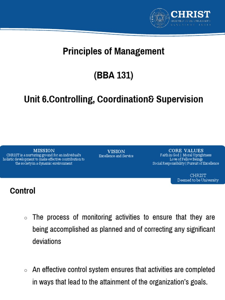 UNIT 6 - Controlling & Supervision | PDF | Performance Appraisal ...
