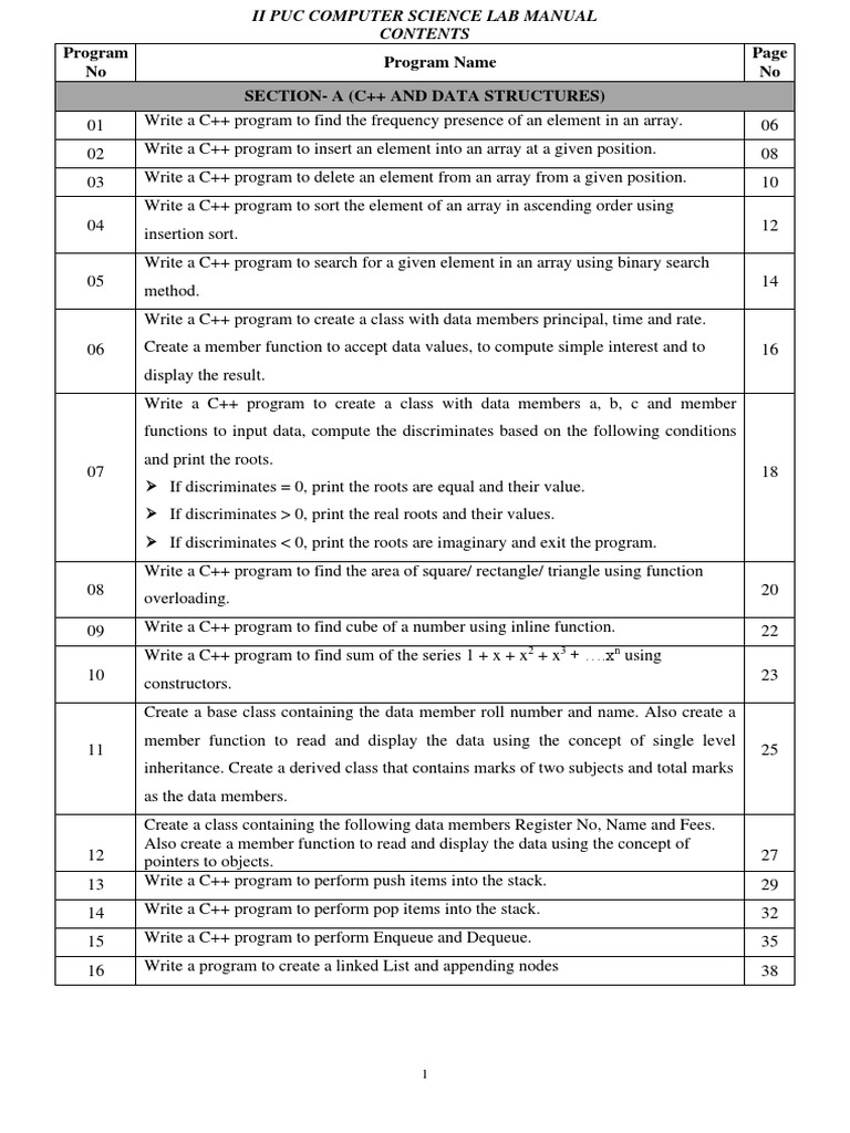 26461621ii Puc Computer Science Lab Manual | PDF | Queue (Abstract Data Type) | Area