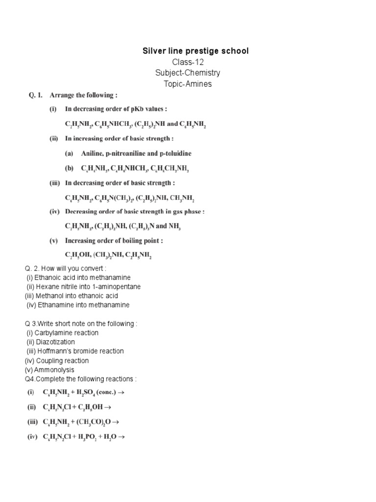 Class-12 Chapter 13 (Amines) 221116 182942 | PDF