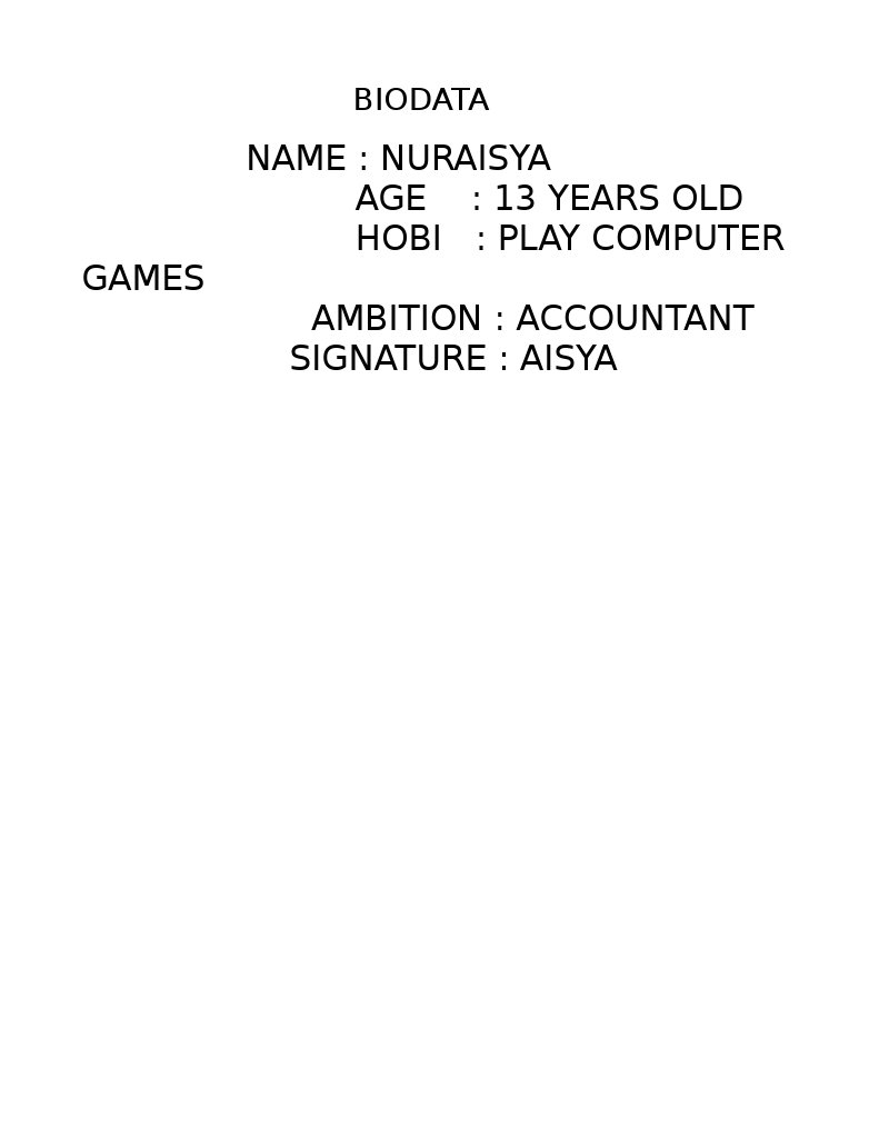 Biodata Aisya PG 2 | PDF