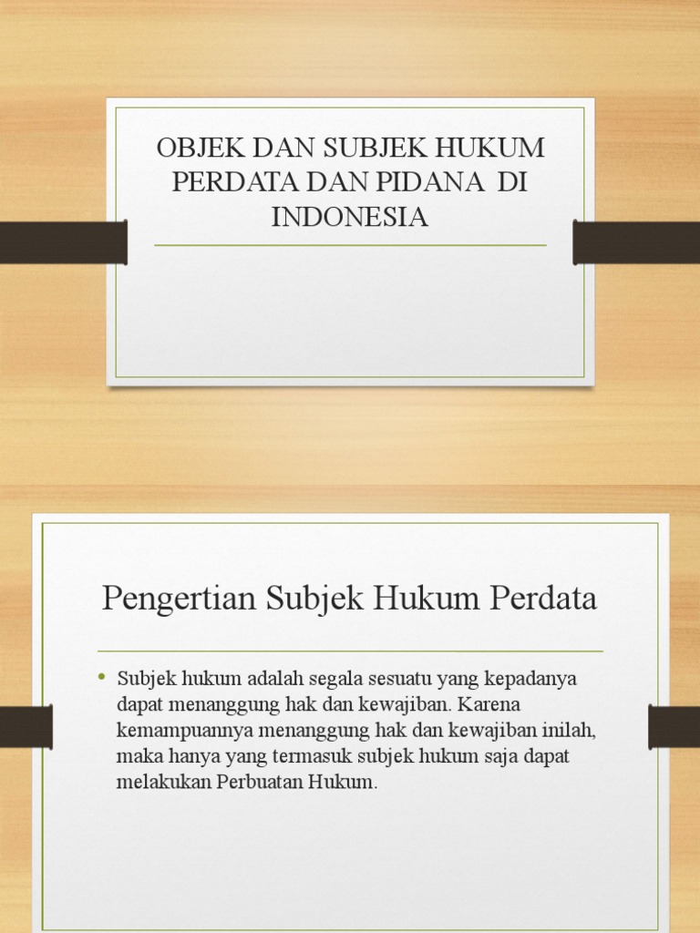 Subjek dan Objek Hukum di Indonesia | PDF | Hukum
