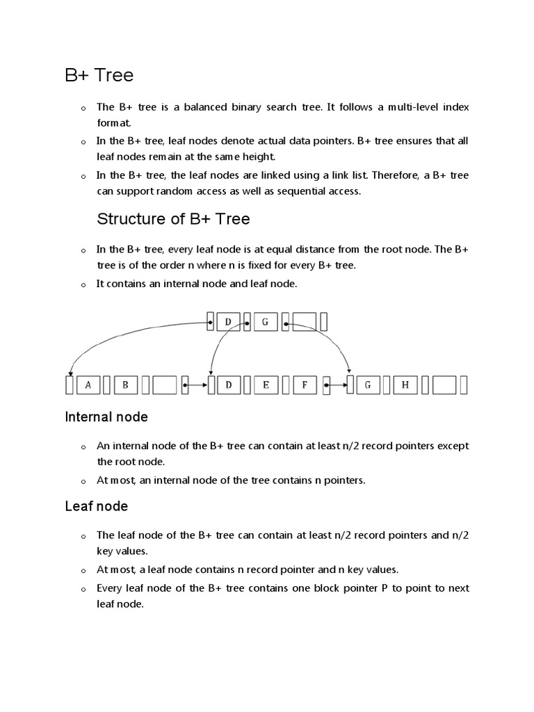 An In-Depth Look at the Structure, Operations, and Properties of B+ Trees | PDF | Computer ...
