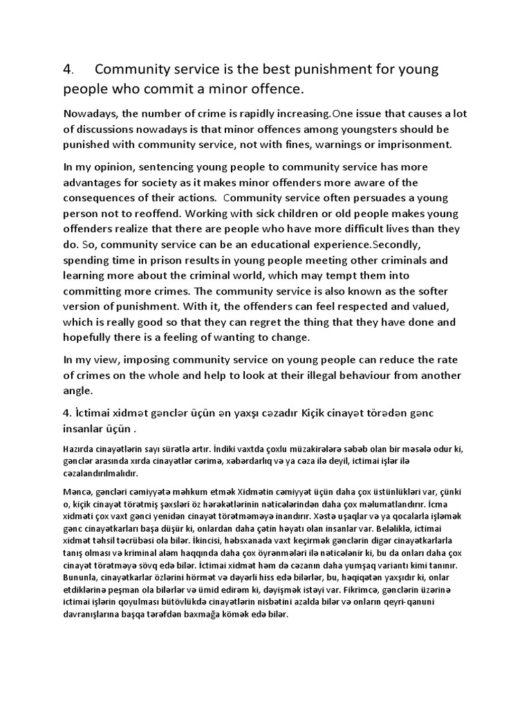 4 Community Service Is The Best Punishment For Young People Who Commit ...