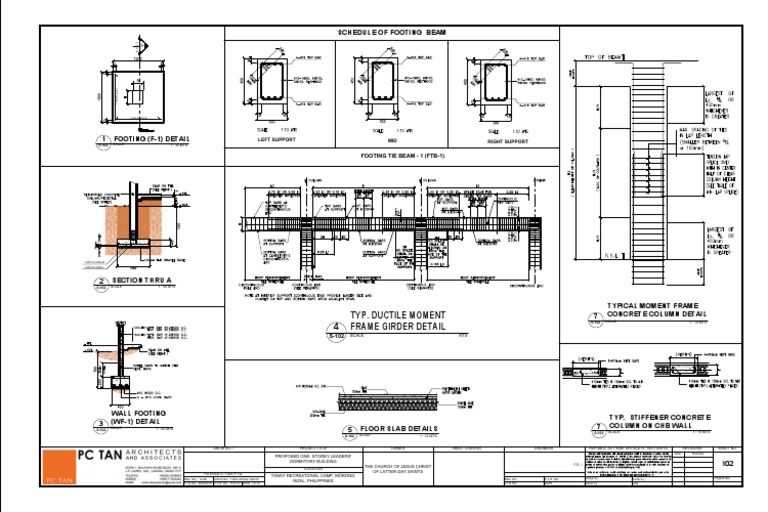 Typ. Ductile Moment Frame Girder Detail 4: Schedule of Footing Beam ...