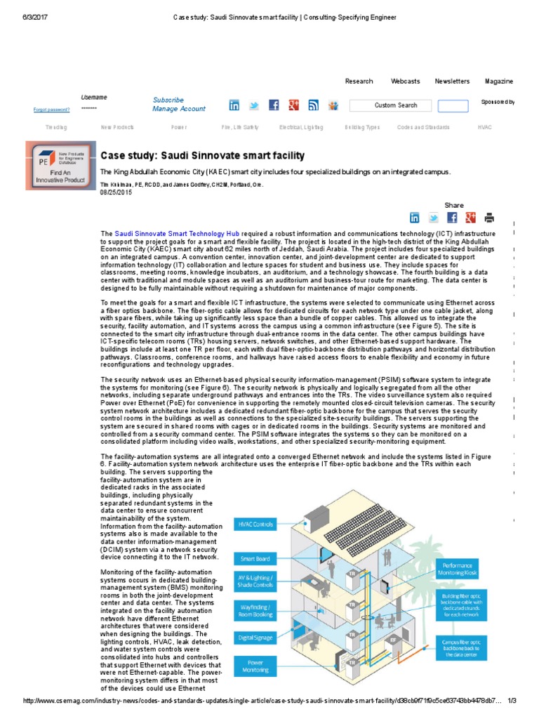 Case Study - Saudi Sinnovate Smart Facility - Consulting-Specifying Engineer | PDF | Computer ...