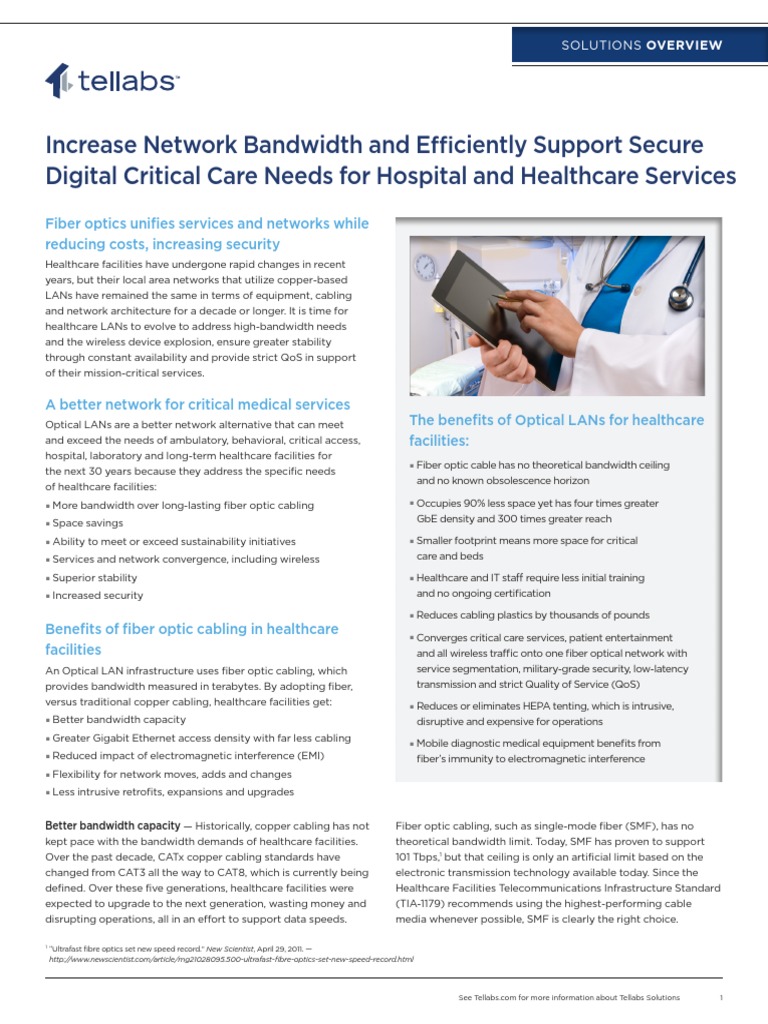 Tellabs OLAN Healthcare Overview | PDF | Computer Network | Optical Fiber