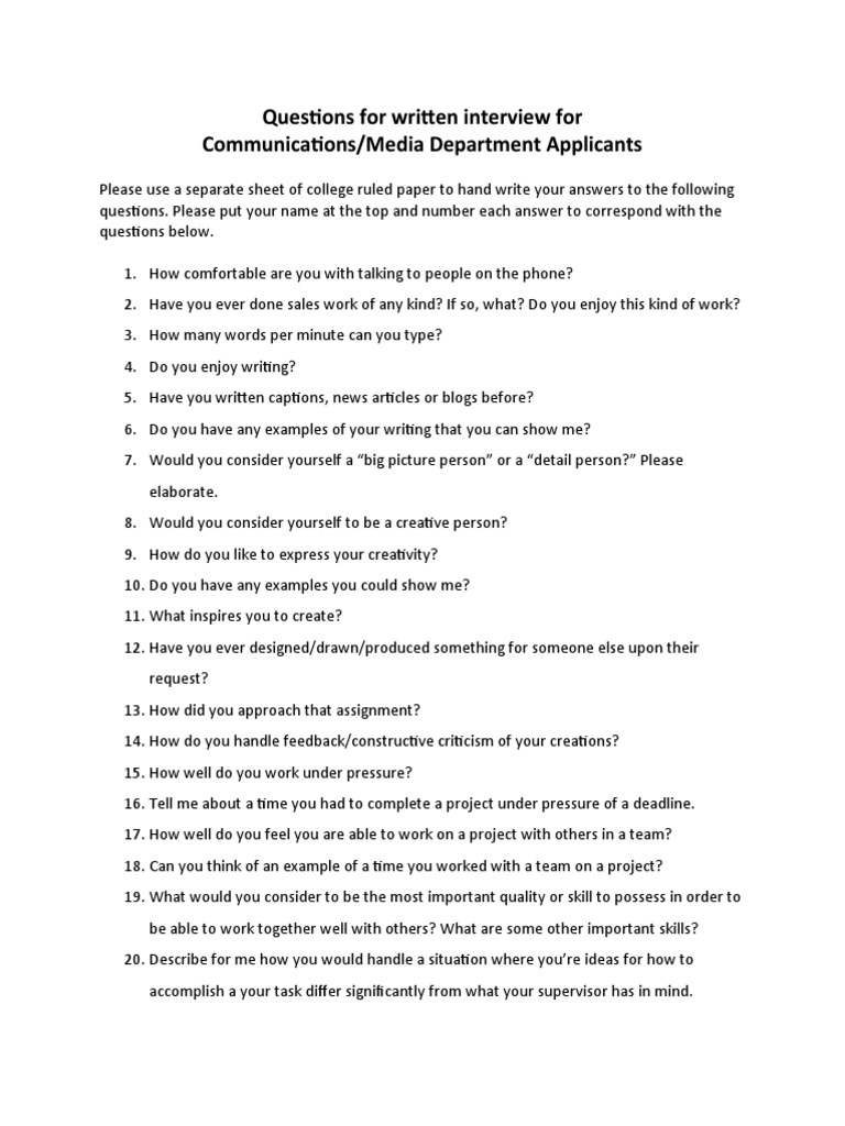 Comms-Media Interview Qs | PDF | Cognition | Human Communication