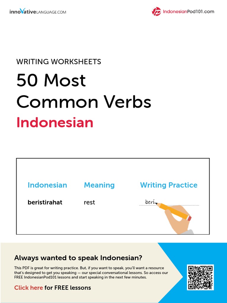 Indonesian Verbs Writing Practice PDF | PDF | Career & Growth