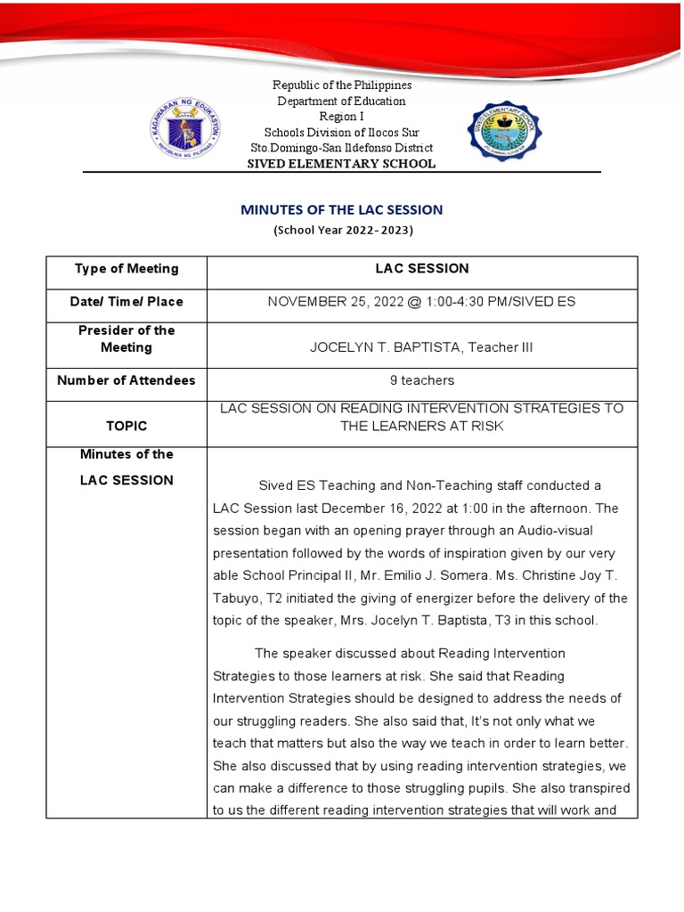 LAC Session on Reading Strategies | PDF | Linguistics | Pedagogy