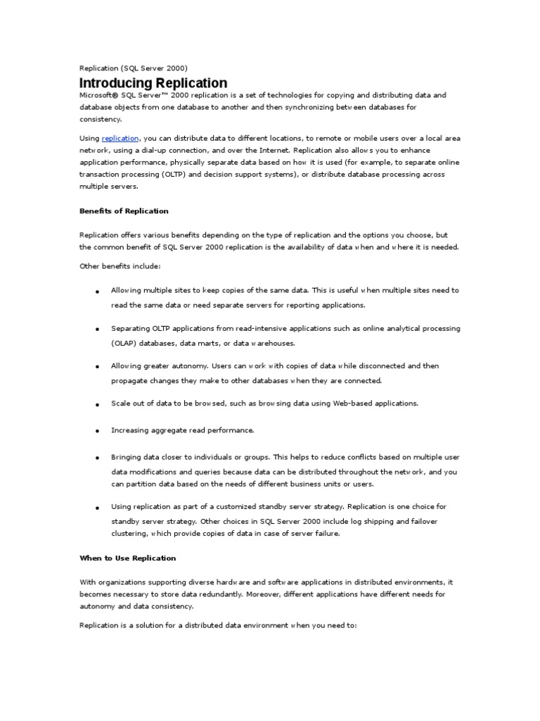 Replication | Download Free PDF | Replication (Computing) | Microsoft Sql Server