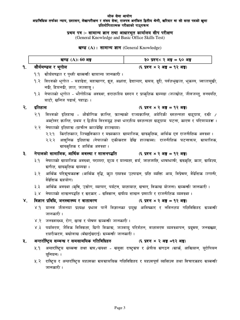 Kharidar Exam Syllabus 2080/81 | PDF | Nonverbal Communication | Geography
