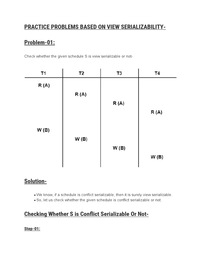 Problems On View Serializability | PDF | Concurrency (Computer Science ... Problems On View Serializability | PDF | Concurrency (Computer Science ...