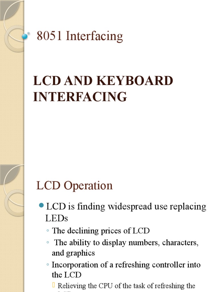 LCD and Keyboard Interfacing | PDF | Microcontroller | Computer Keyboard