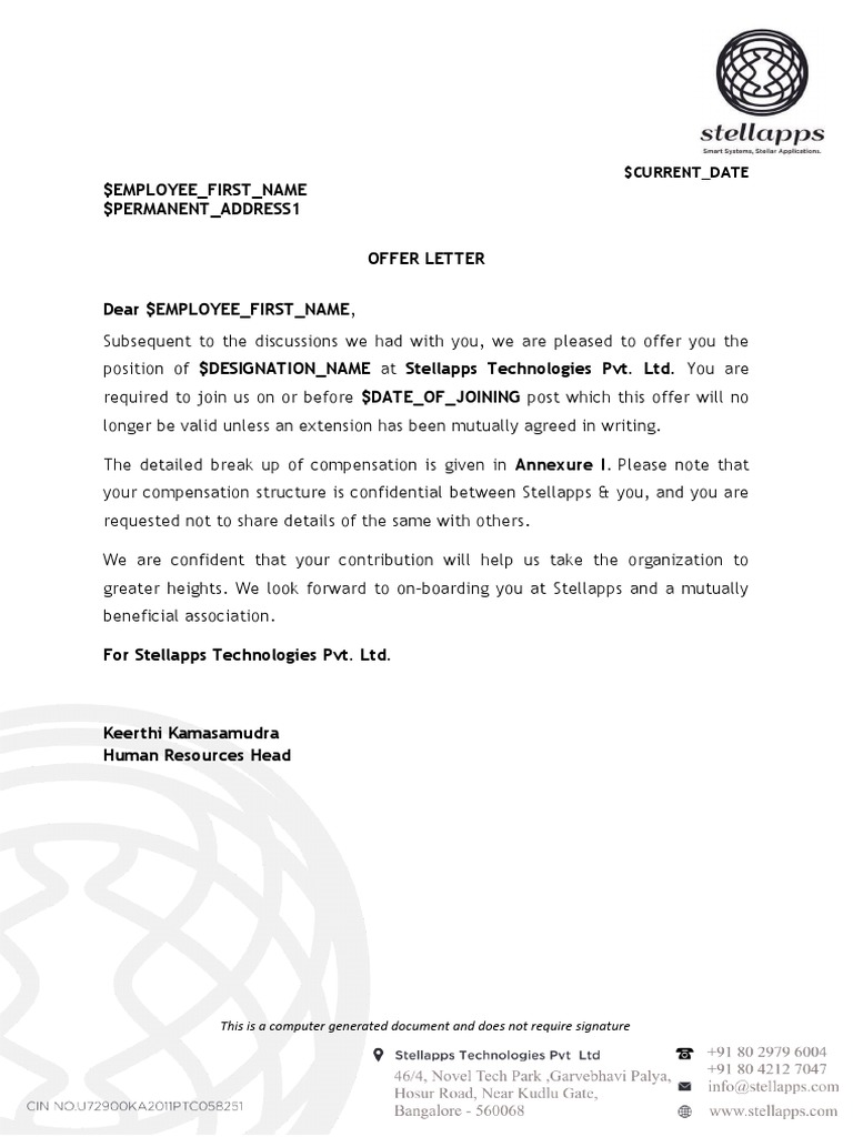 Offer Letter - Roll1666334568 | PDF | Salary | Gratuity