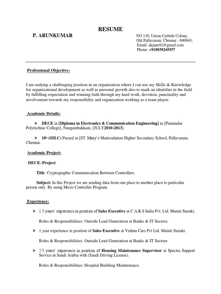 Arun Resume 1 | PDF