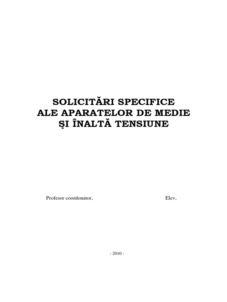 Solicitari Specifice Ale Aparatelor de M | PDF