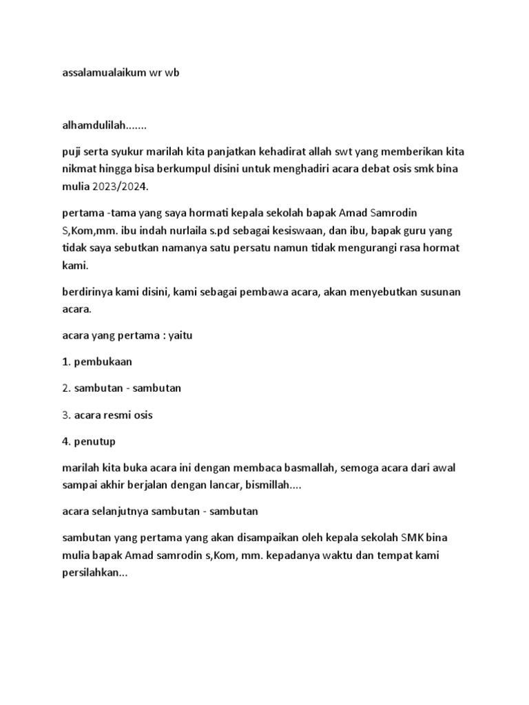 MC Debat Osis | PDF | Kajian Bahasa Asing | Agama & Spiritualitas