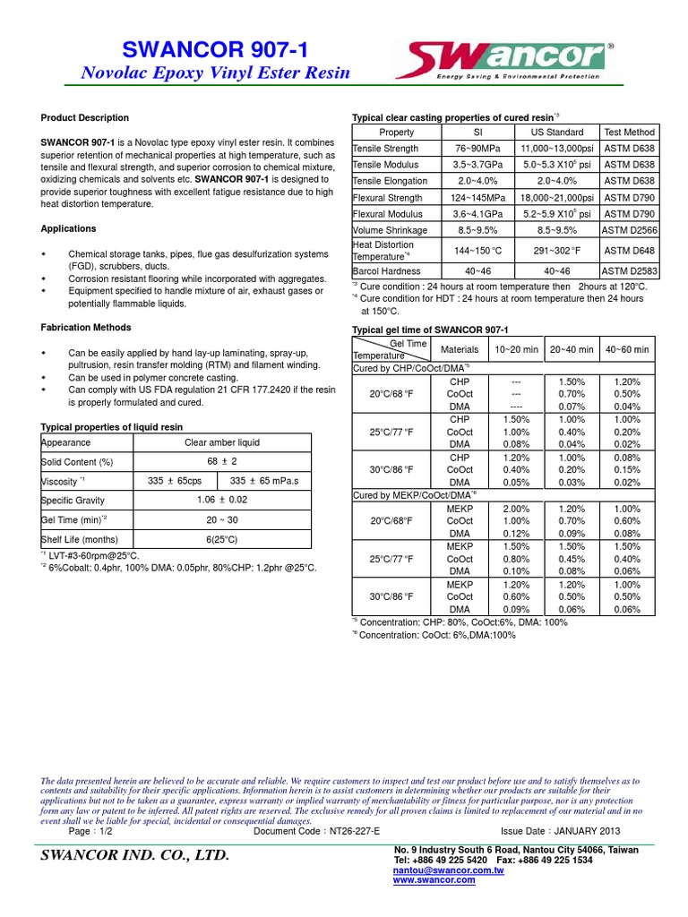 907 1TDS | PDF | Epoxy | Fiberglass