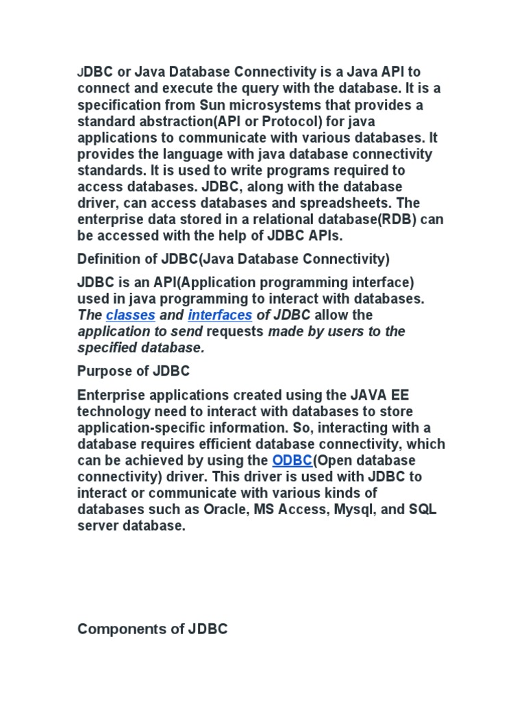Database Connectivity Pdf Databases Java Programming Language 8046