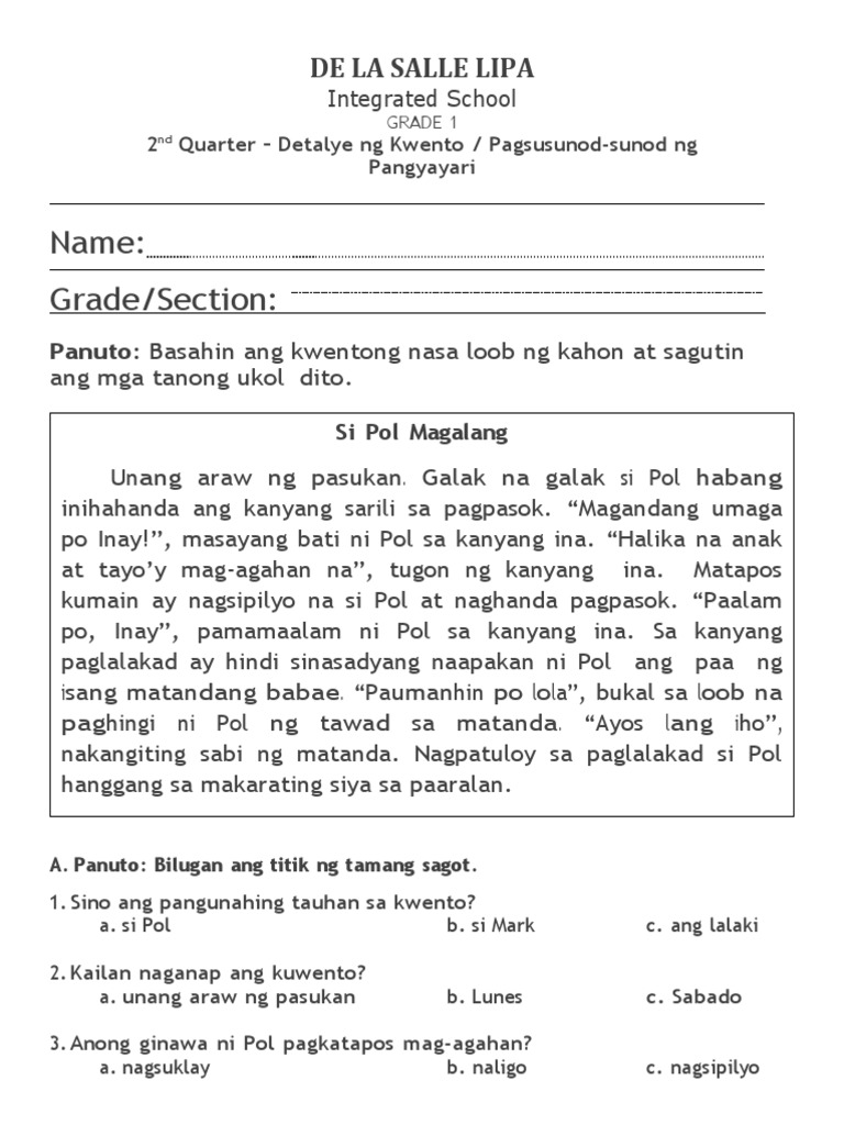 Detalye at Pagkakasunod Sunod NG Pangyayari | PDF