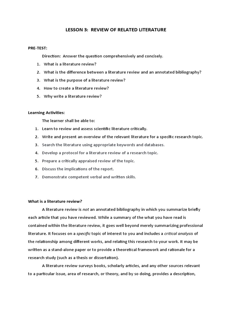 Lesson 3 | PDF | Literature Review | Theory