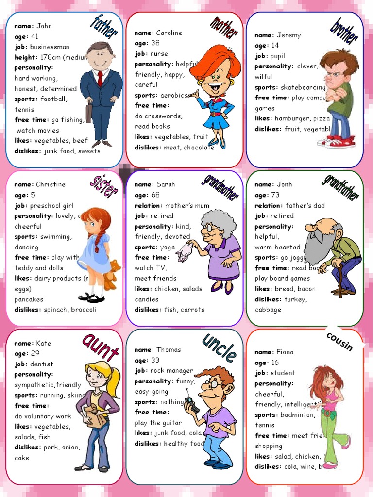 4A - Family Members (Speaking Cards) | Download Free PDF | Foods | Cuisine