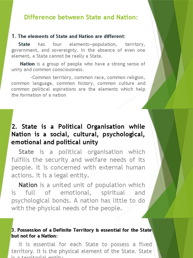 Difference Between State and Nation | PDF | Nation | Sovereignty