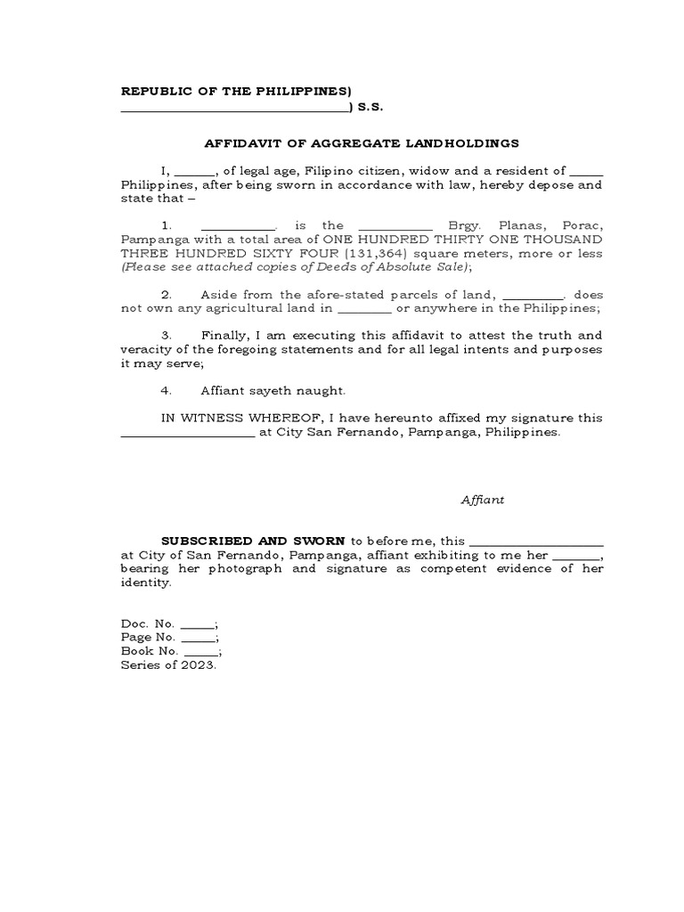 4 Affidavit of Aggregate Landholdings | PDF
