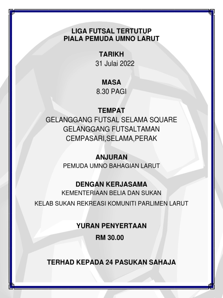 Syarat Dan Borang Futsal | PDF