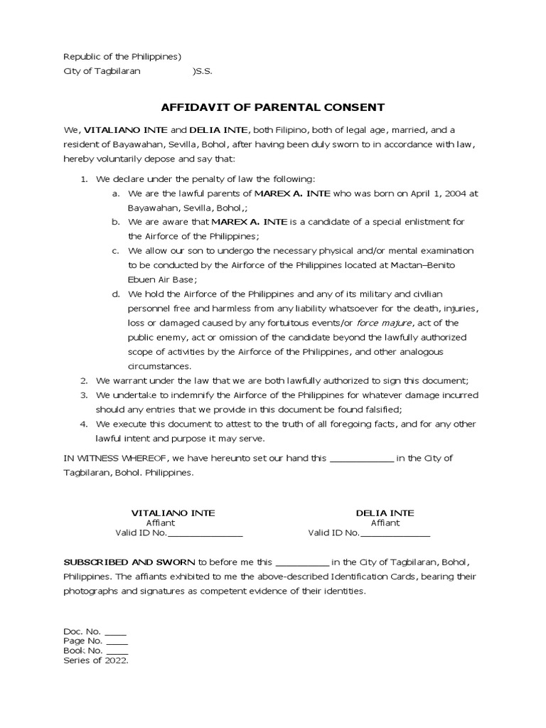 Parental Consent for Airforce Enlistment | PDF