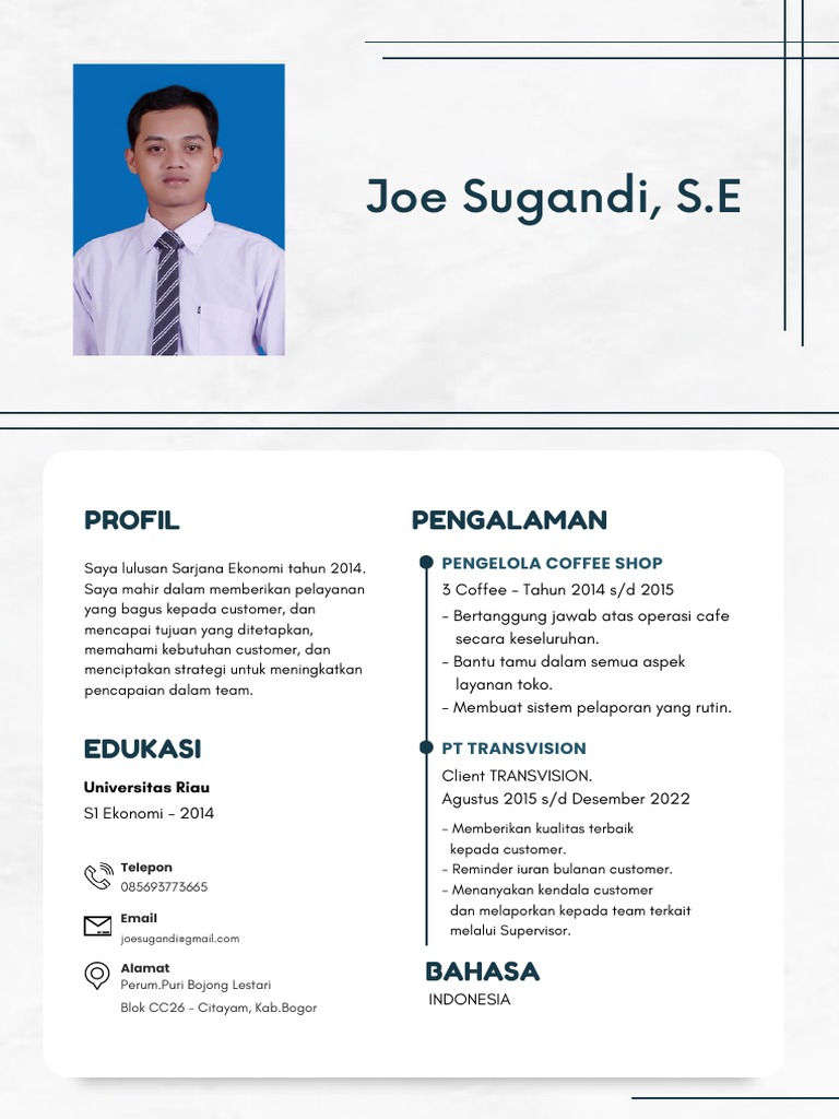 CV Joe Sugandi | PDF