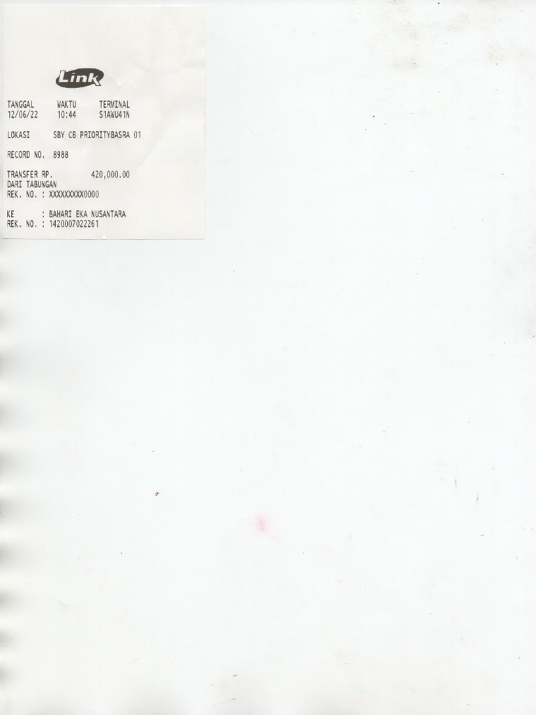 Bukti TT TRF Telex Jot Benline | PDF