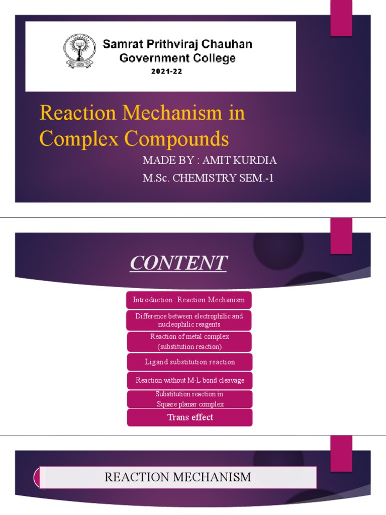 AMIT PPT Sem 1 | PDF | Chemical Reactions | Coordination Complex