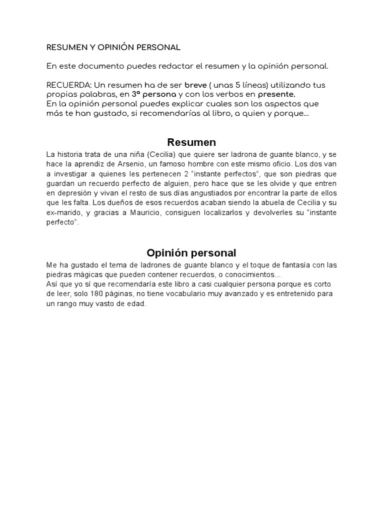 Resumen y Opinión Personal | PDF