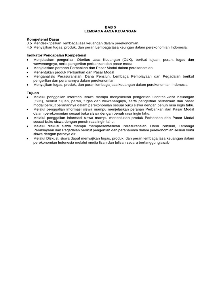 MODUL EKO X - BAB 5 Lembaga Jasa Keuangan | PDF