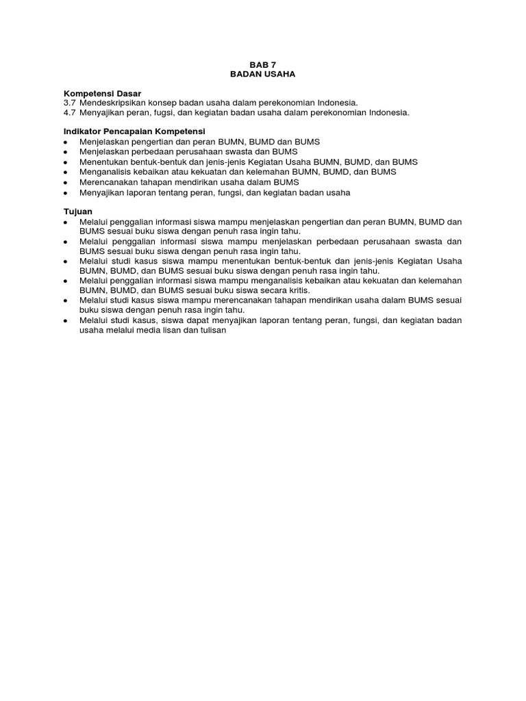 MODUL EKO X - BAB 7 Badan Usaha | PDF