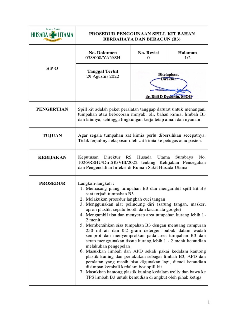 Panduan Penggunaan Spill Kit B3 | PDF