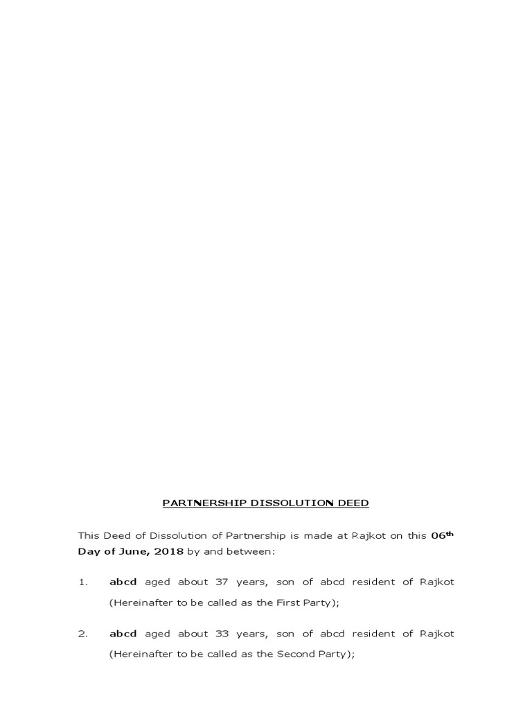 Partnership Dissolution Deed | PDF | Partnership | Balance Sheet