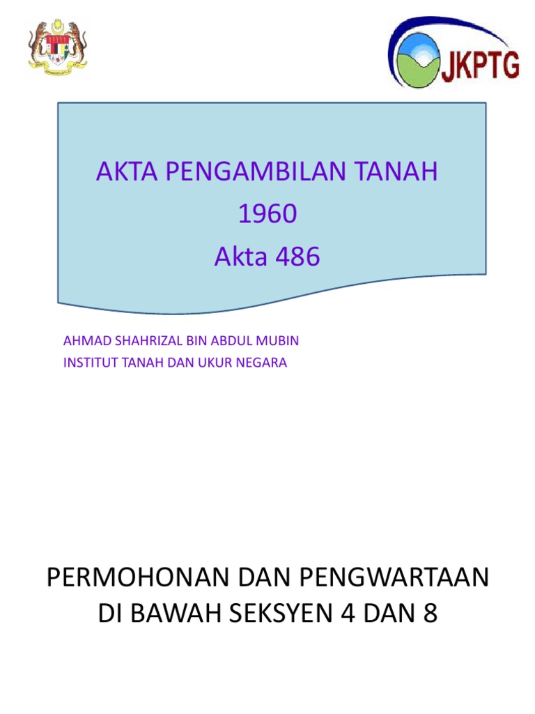 Akta Pengambilan Tanah 1960 | PDF