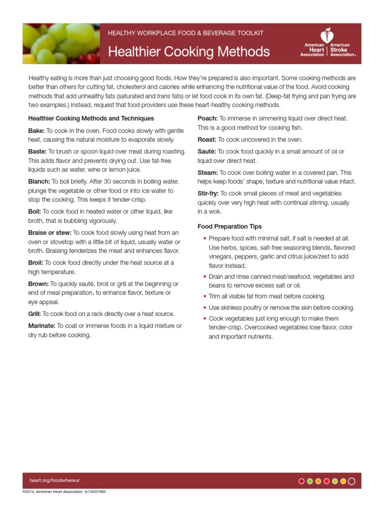 Aha Healthier Cooking Methods | PDF | Cooking | Foods