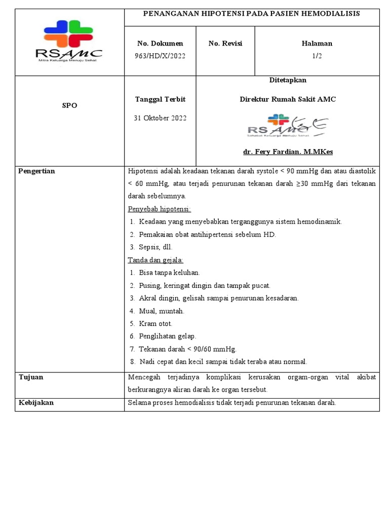 Spo Penanganan Hipotensi | PDF