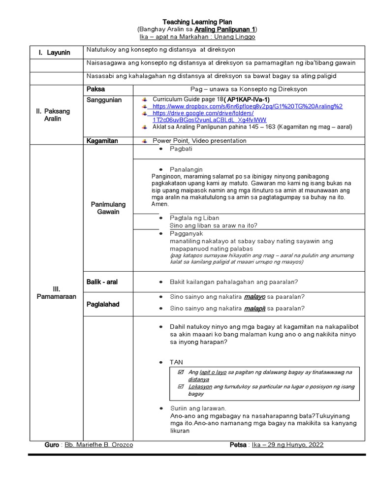 Teaching Learning Plan | PDF