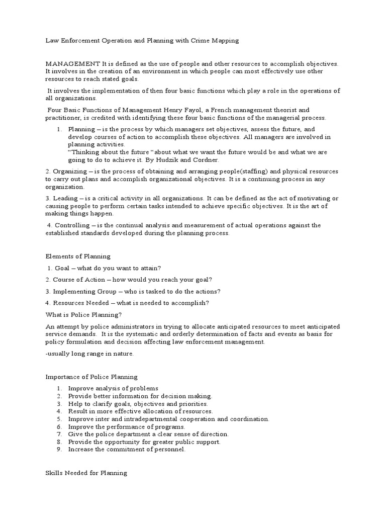 Law Enforcement Operation and Planning With Crime Mapping | PDF ...