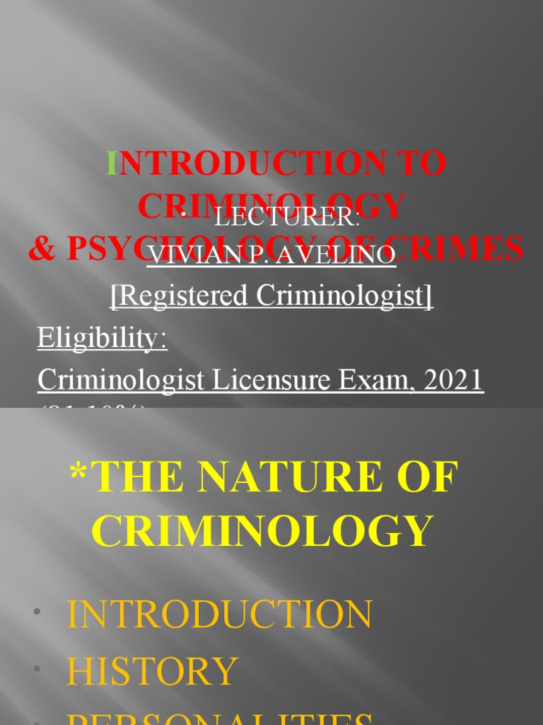 Criminology & Crime Psychology Intro | PDF | Criminology | Crime & Violence