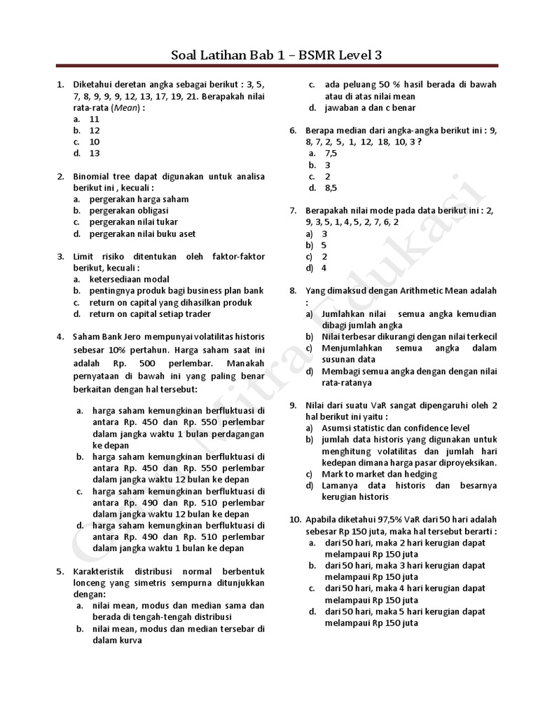 2 Latihan Soal Bab 1 - Level 3 BSMR | PDF