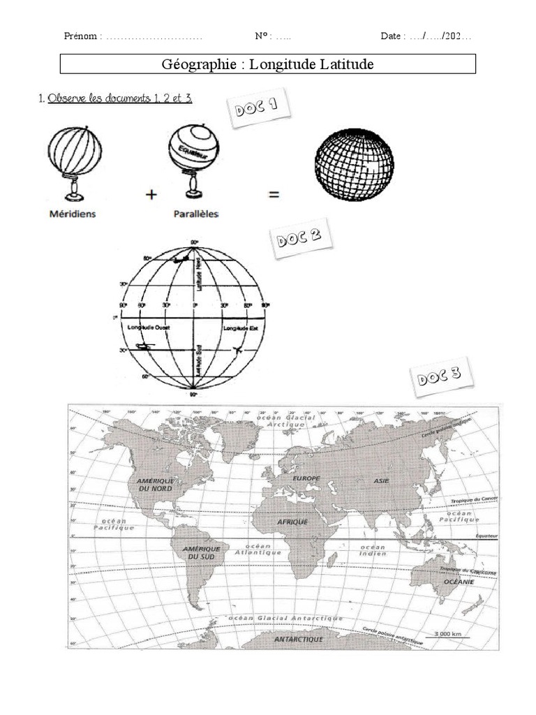 Exercices Longitude Latitude | PDF
