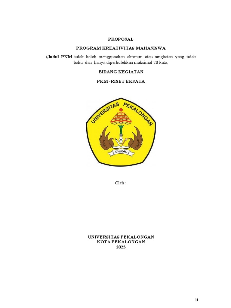 Contoh Proposal PKM Riset Eksakta | PDF
