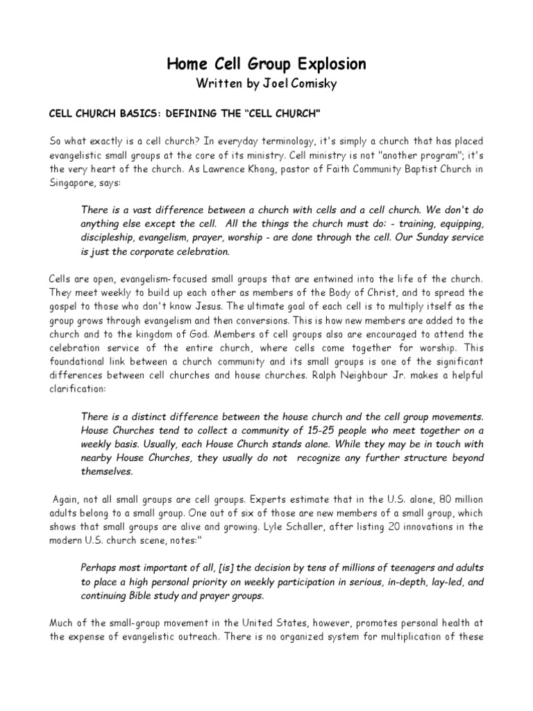 Home Cell Group Explosion Compress | PDF | House Church | Protestantism