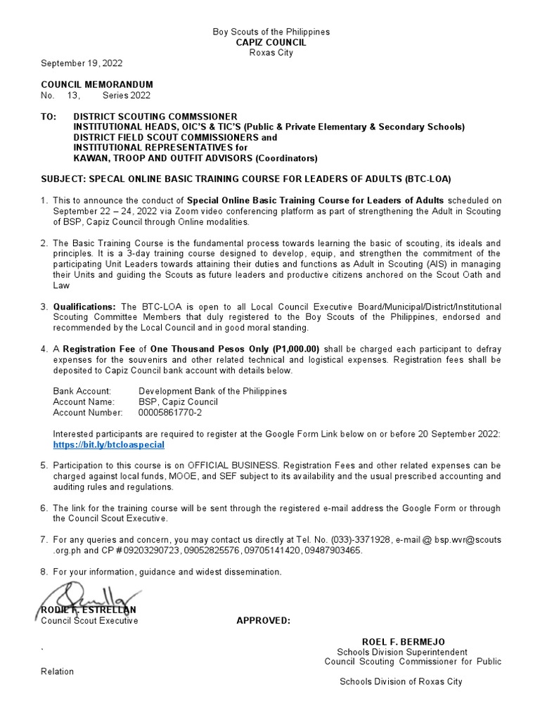 Special BTC LOA RC Div | PDF | Scouting