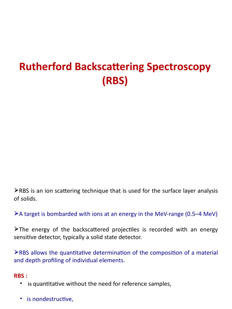 Rutherford Backscattering Spectroscopy (RBS) | PDF | Physical Chemistry | Materials Science
